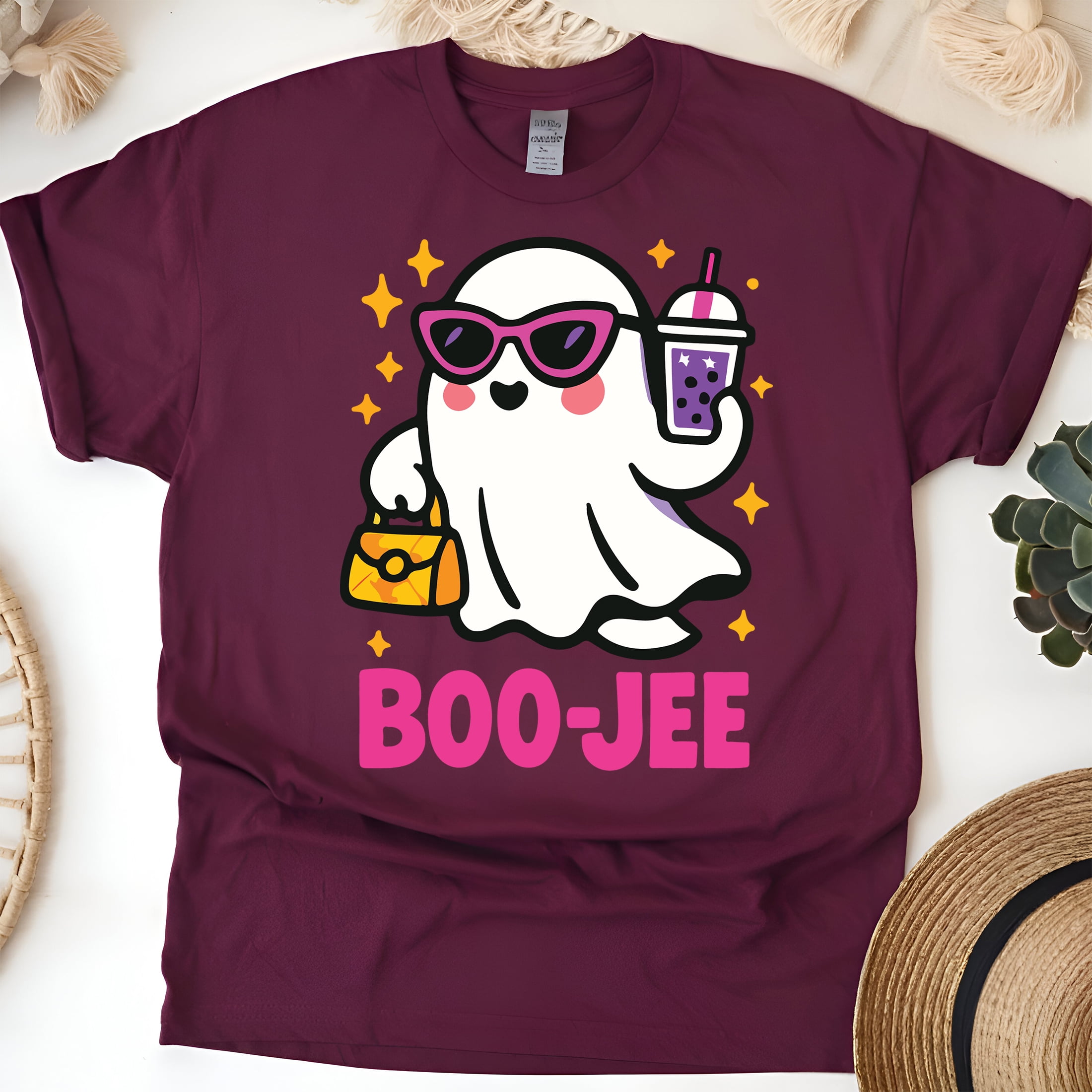 Boo Jee Ghost Graphic Tee | Cute Kawaii Bubble Tea T-Shirt for Women ...