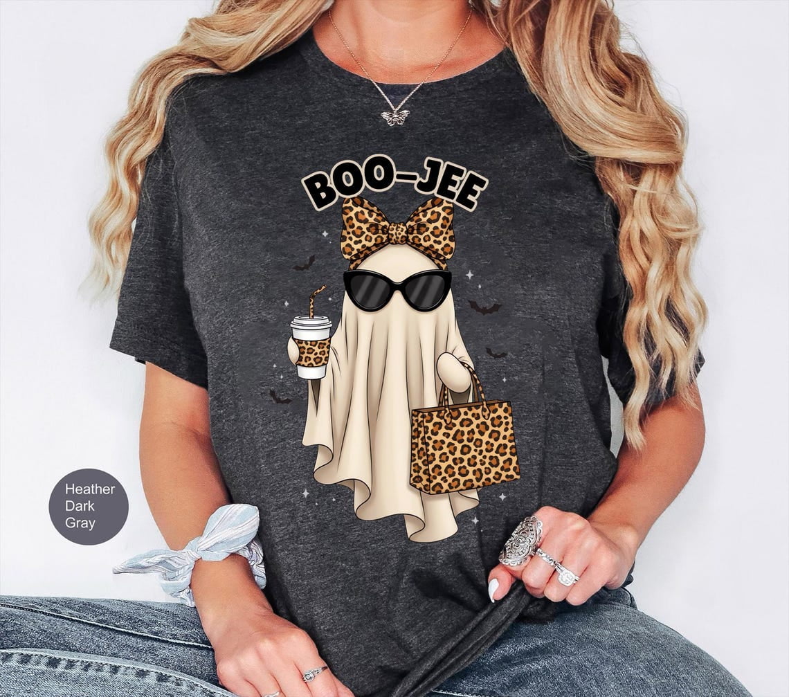 Boo-Jee Ghost Shirt, Leopard Ghost Tee, Ghost Coffee Shirt, Fall Shirt ...