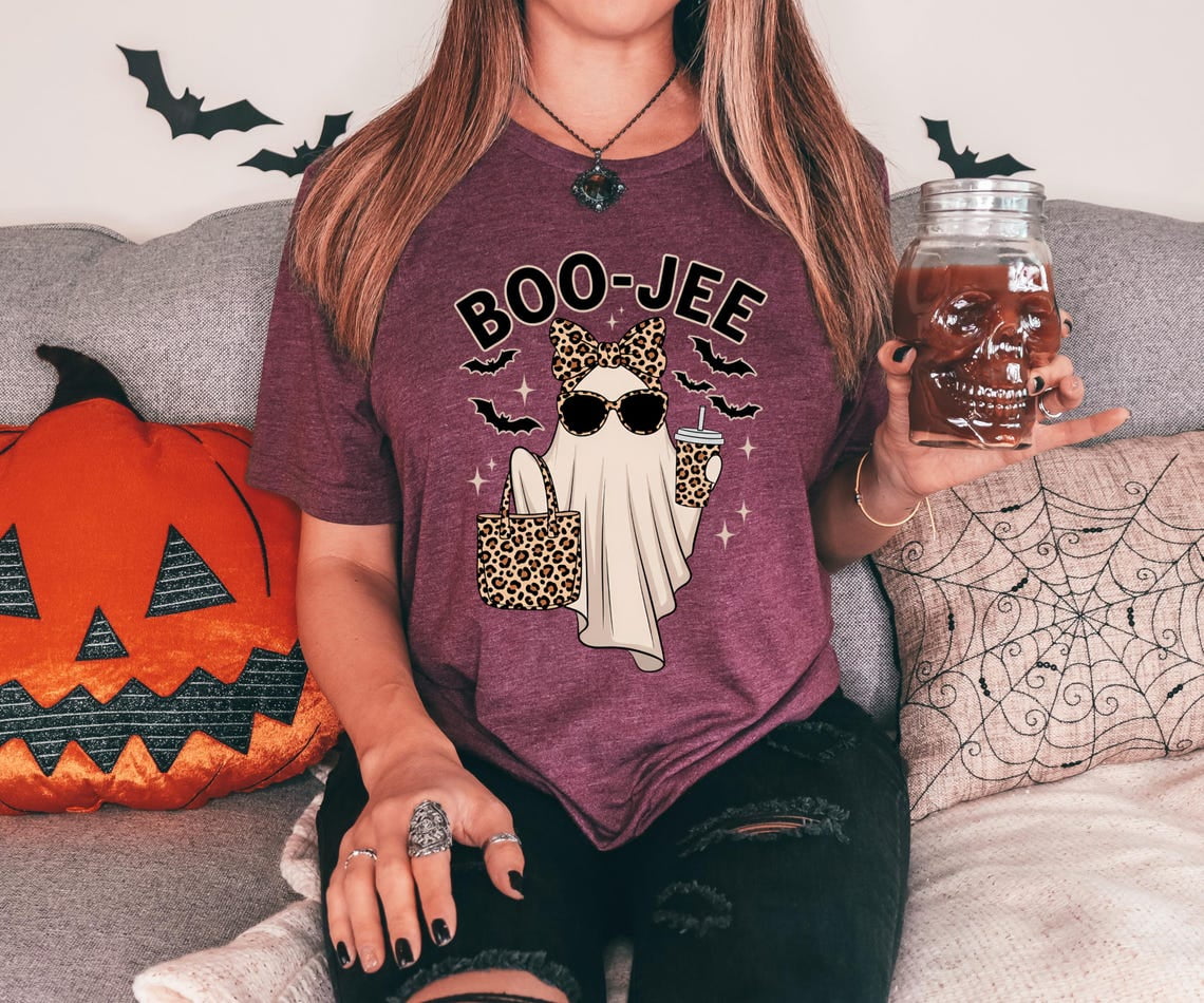 Boo-Jee Ghost Sweatshirt, Leopard Ghost Tee, Ghost Coffee Shirt, Fall ...