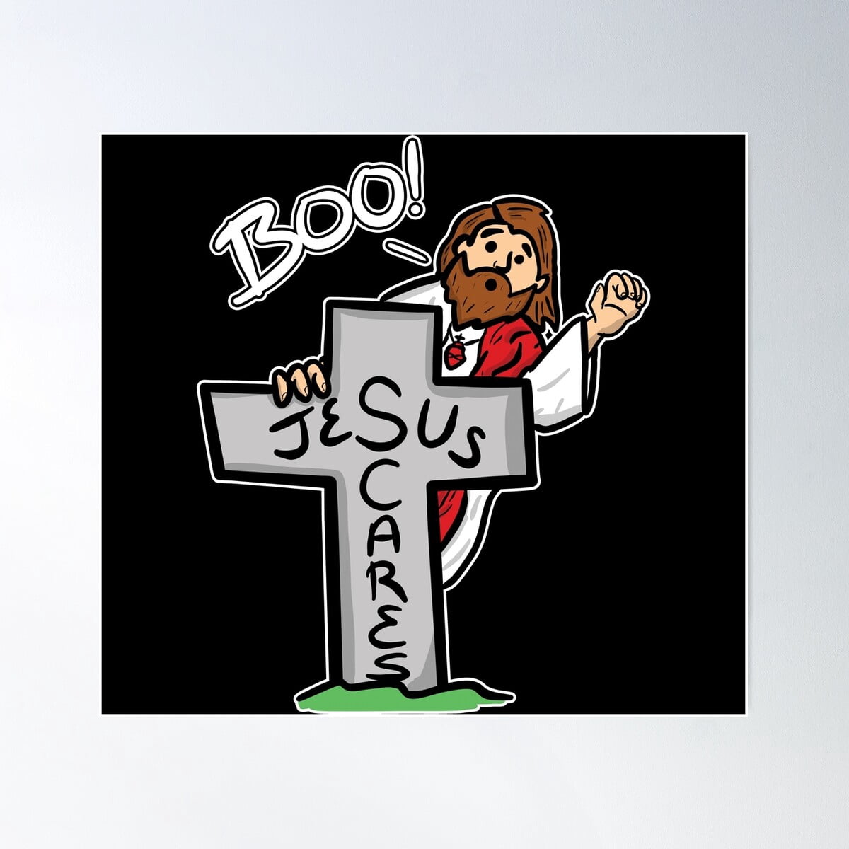 Boo Jesus Scares Poster Wall Art, Modern Wall Decor For Living Room ...