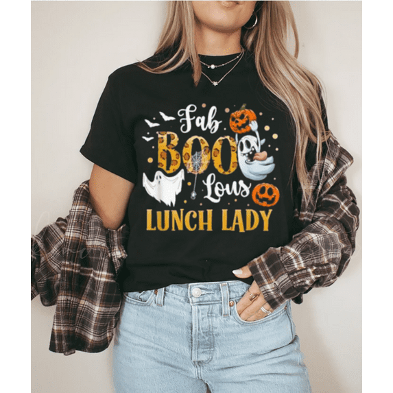 Boo Lous Ghost Halloween Lunch Lady Cute Funny Quote Unisex T-Shirt ...