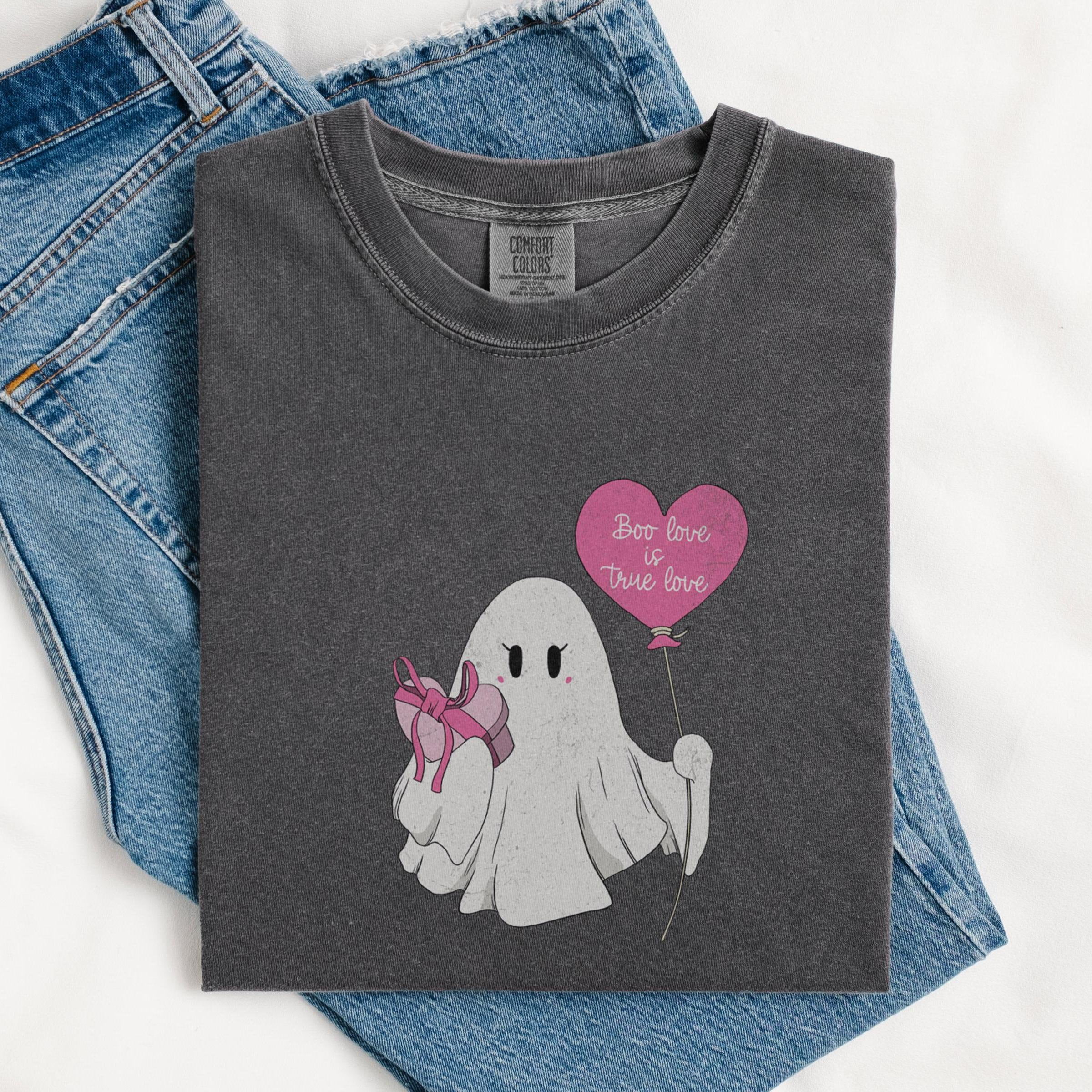 Boo Love Is True Love Ghost T-Shirt – Hand-Drawn Valentine s Day Gift ...