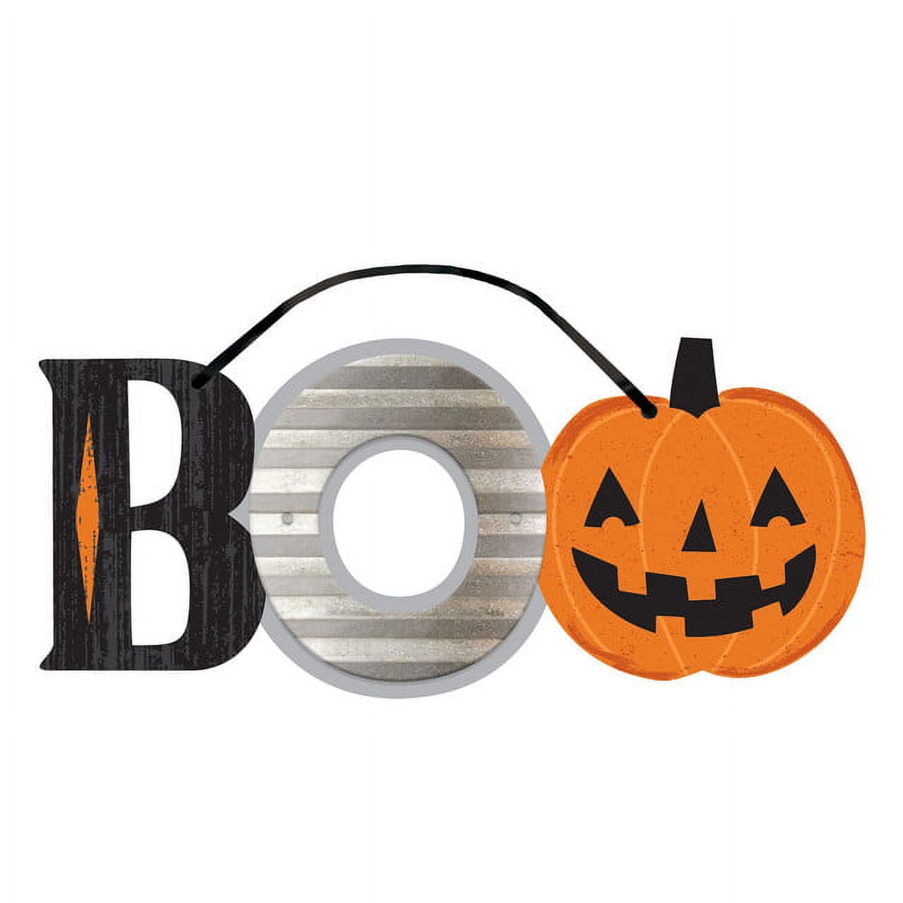 Boo Mini Hanging Sign, 3" x 6.8" MDF w/ metal and ribbon - Walmart.com