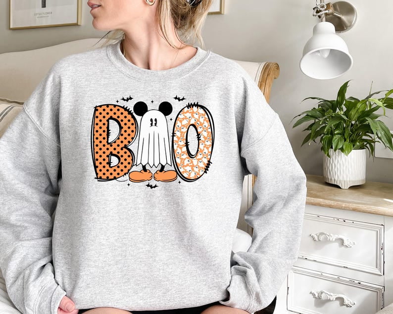 Boo Mouse Halloween Sweat Sweatshirt– Cute Fall Crewneck for Theme Park ...