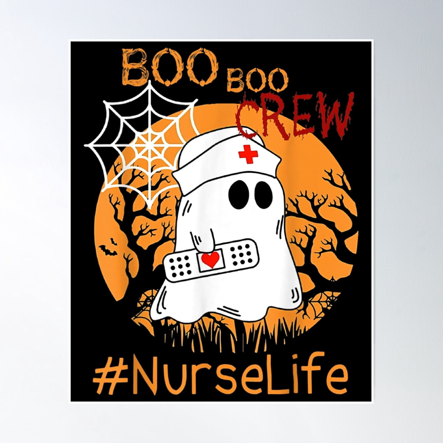 Boo Nurse Life Crew Nursing Halloween Ghost October Poster Wall Art ...