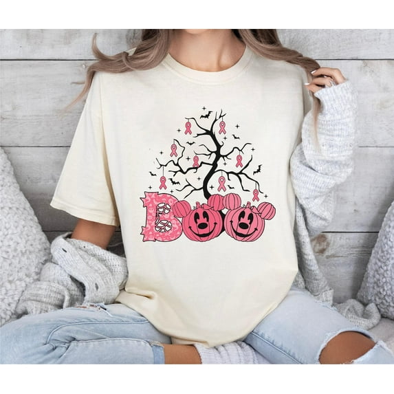Boo Pink October Shirt, Spooky Season Cancer Awareness T-Shirt, Cancer ...