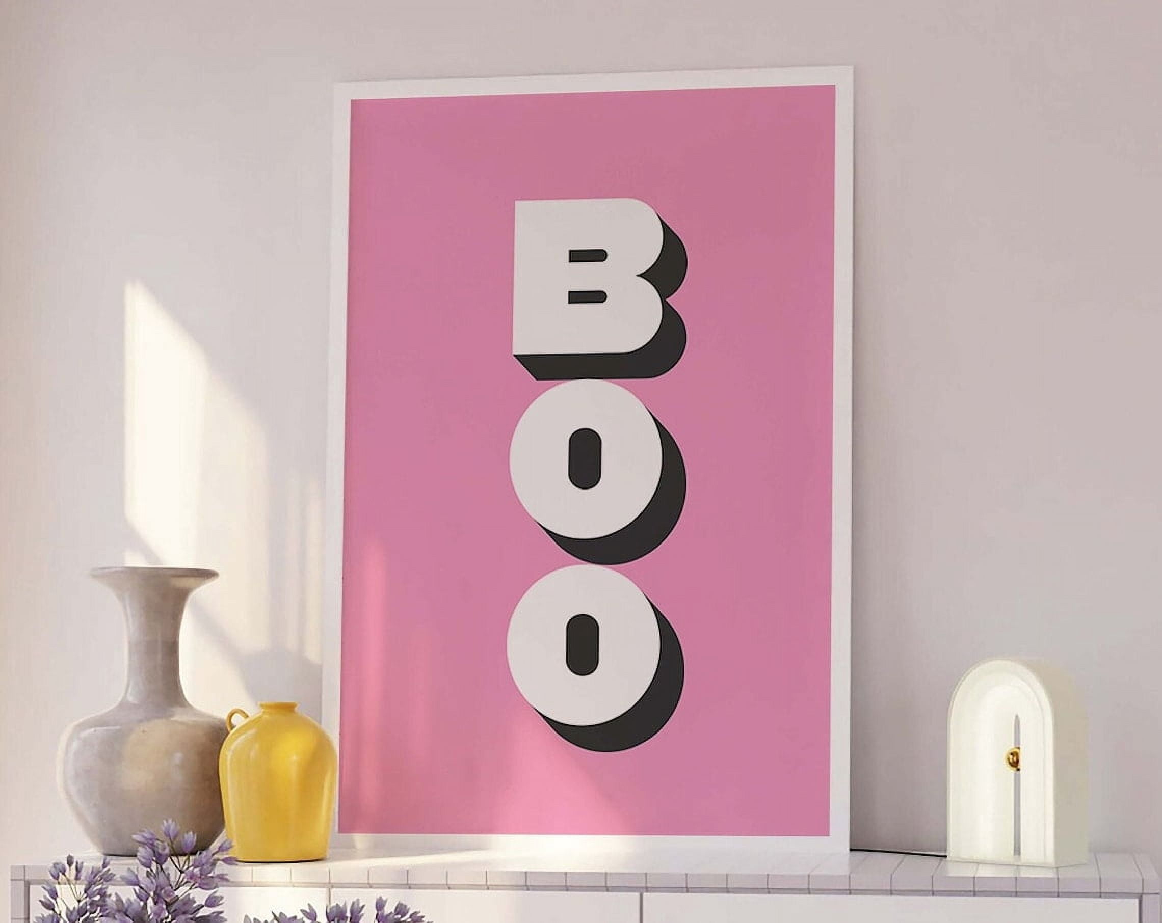 Boo Print Art Cute Pink Wall Decor Trendy Wall Art Spooky Season Poster ...