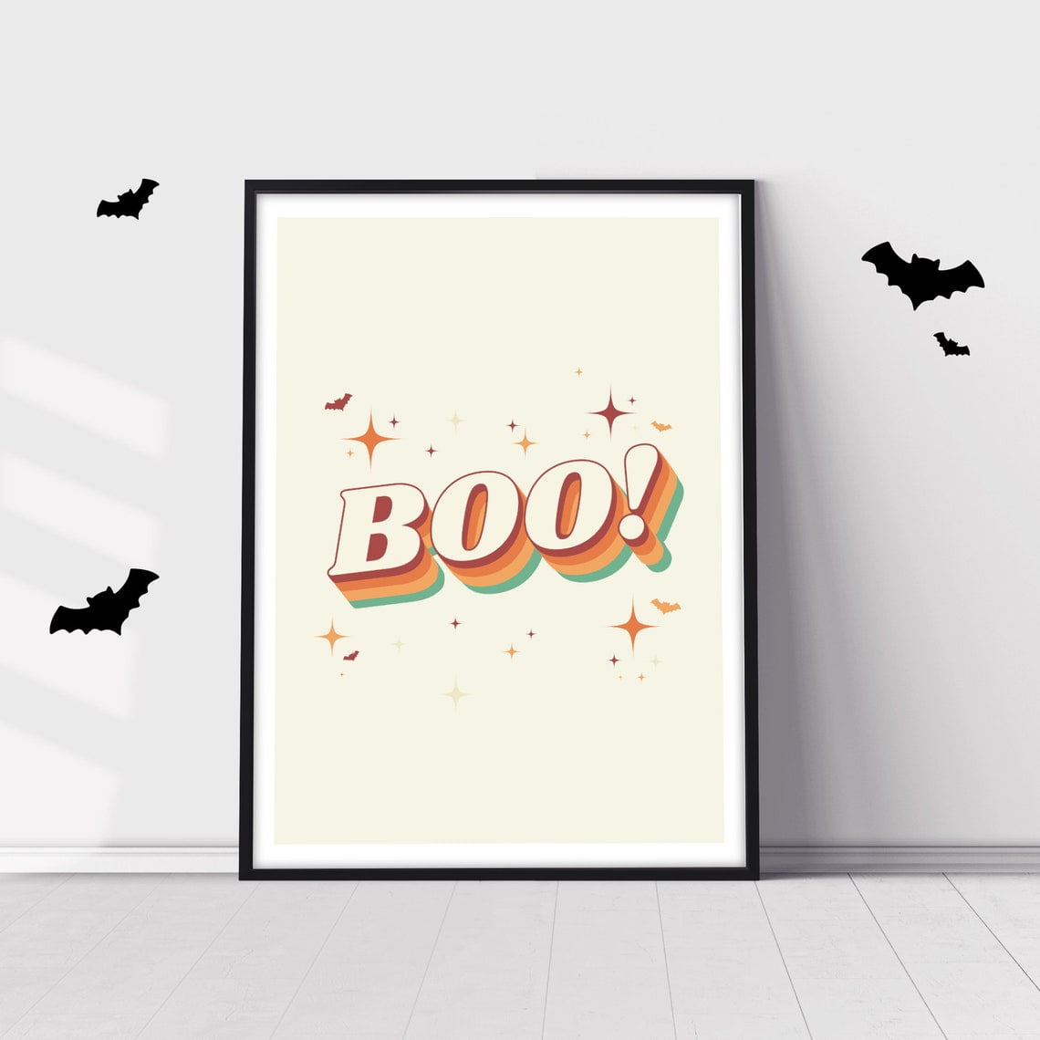 Boo Print Bold Retro Poster Autumn Wall Art Wall Art, Modern Wall Decor ...