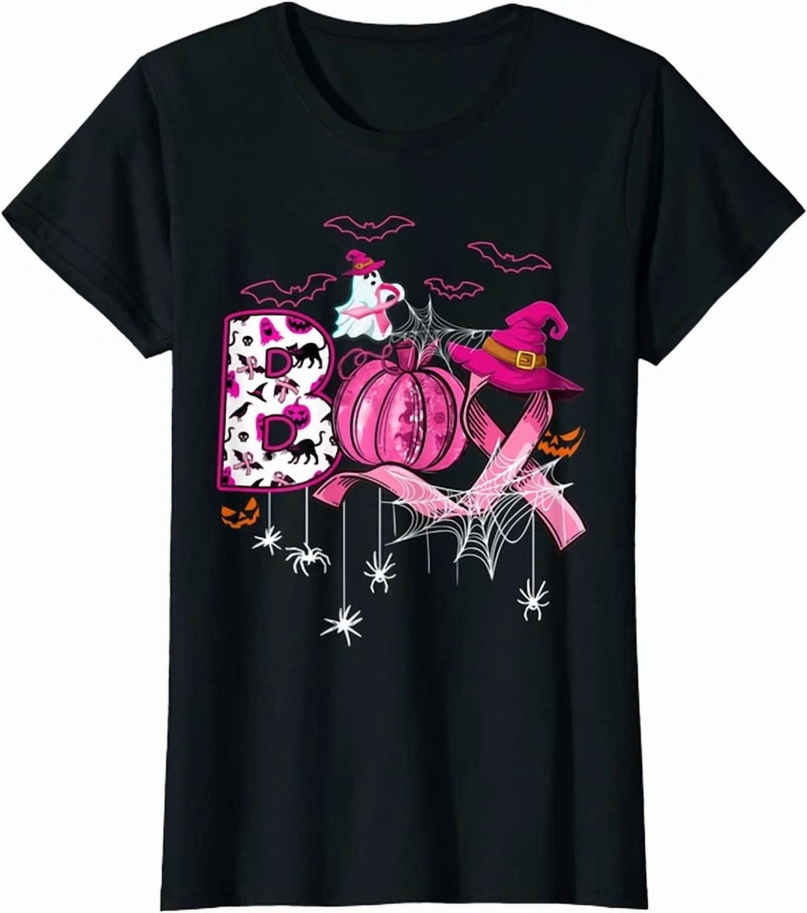 Boo Pumpkin Pink Ribbon Witch Breast Cancer T-Shirt - Walmart.com