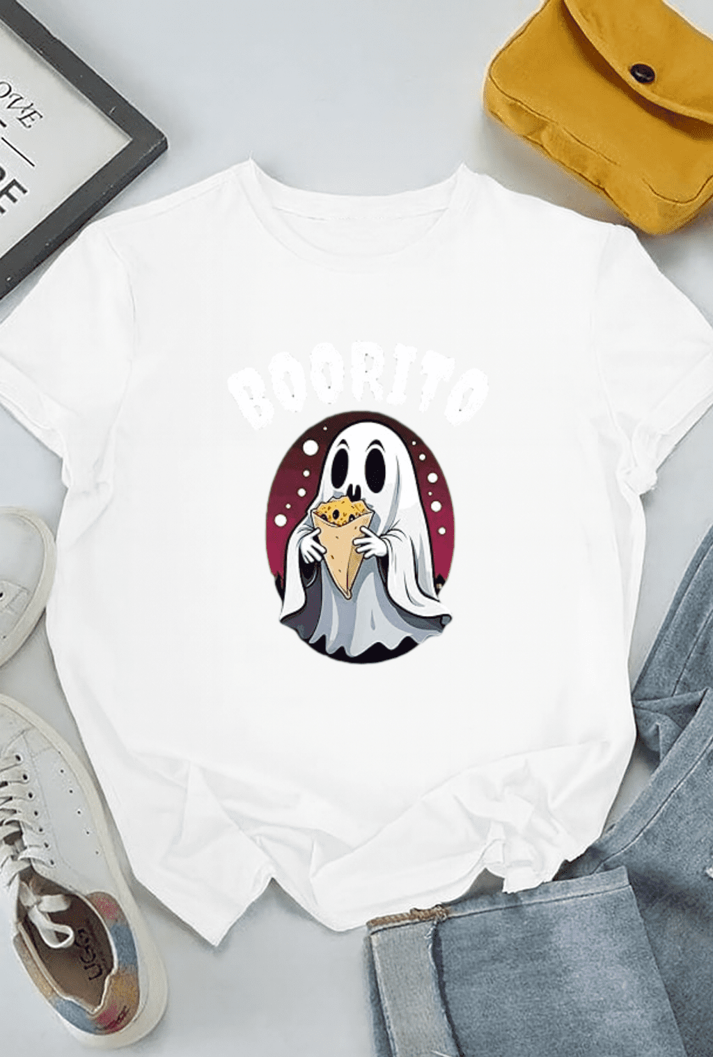 Boo-Rito Funny Mexican Taco Burrito Ghost Halloween Unisex T-Shirt, up ...