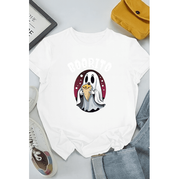 Boo-Rito Funny Mexican Taco Burrito Ghost Halloween Unisex T-Shirt, up ...