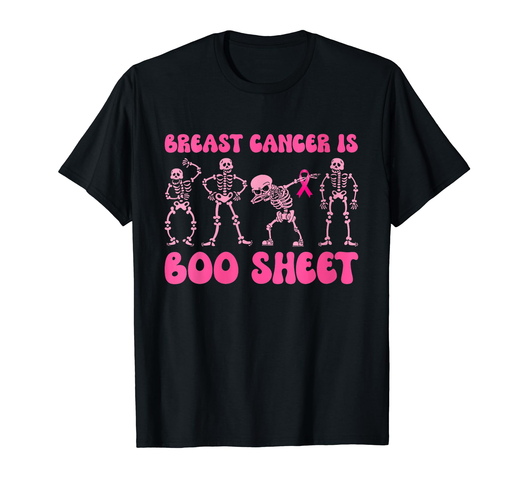 Boo Sheet Funny Skeleton Pink Ribbon Breast Cancer Month T-Shirt ...