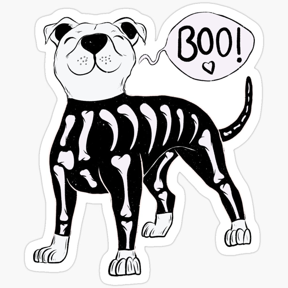Boo! Skeleton Dog Sticker Phone Decal Water Bottle Stickers Car Decals ...