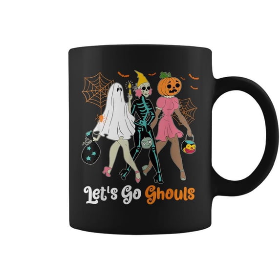 Boo Skeleton Lets Go Ghouls Halloween Costume Retro Groovy Coffee Mugs ...