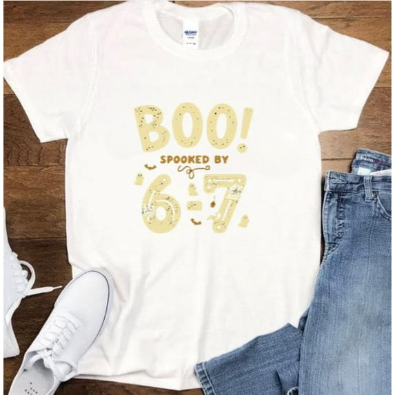 Boo Spooked By 67 Funny Sixty Seven Halloween Ghost Themed Humor Unisex ...
