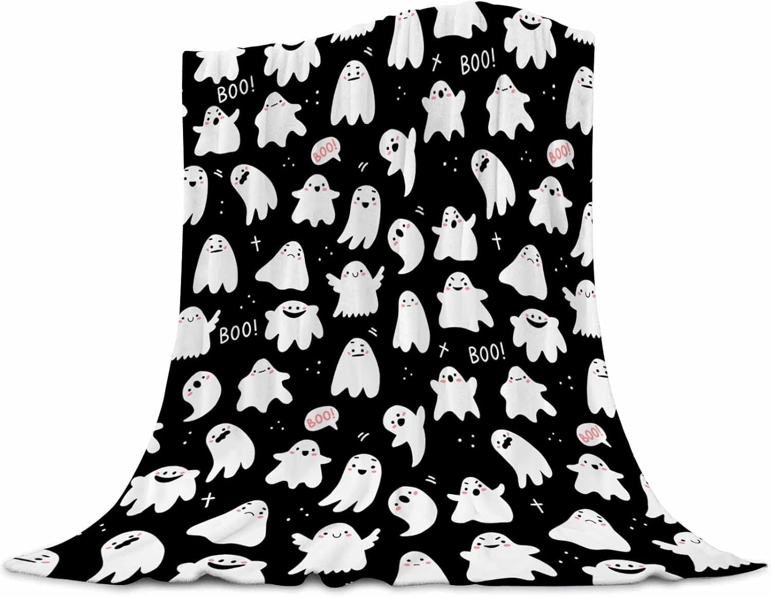 Boo Spooky Blanket Halloween Blankets Gift for Women men, Black and ...