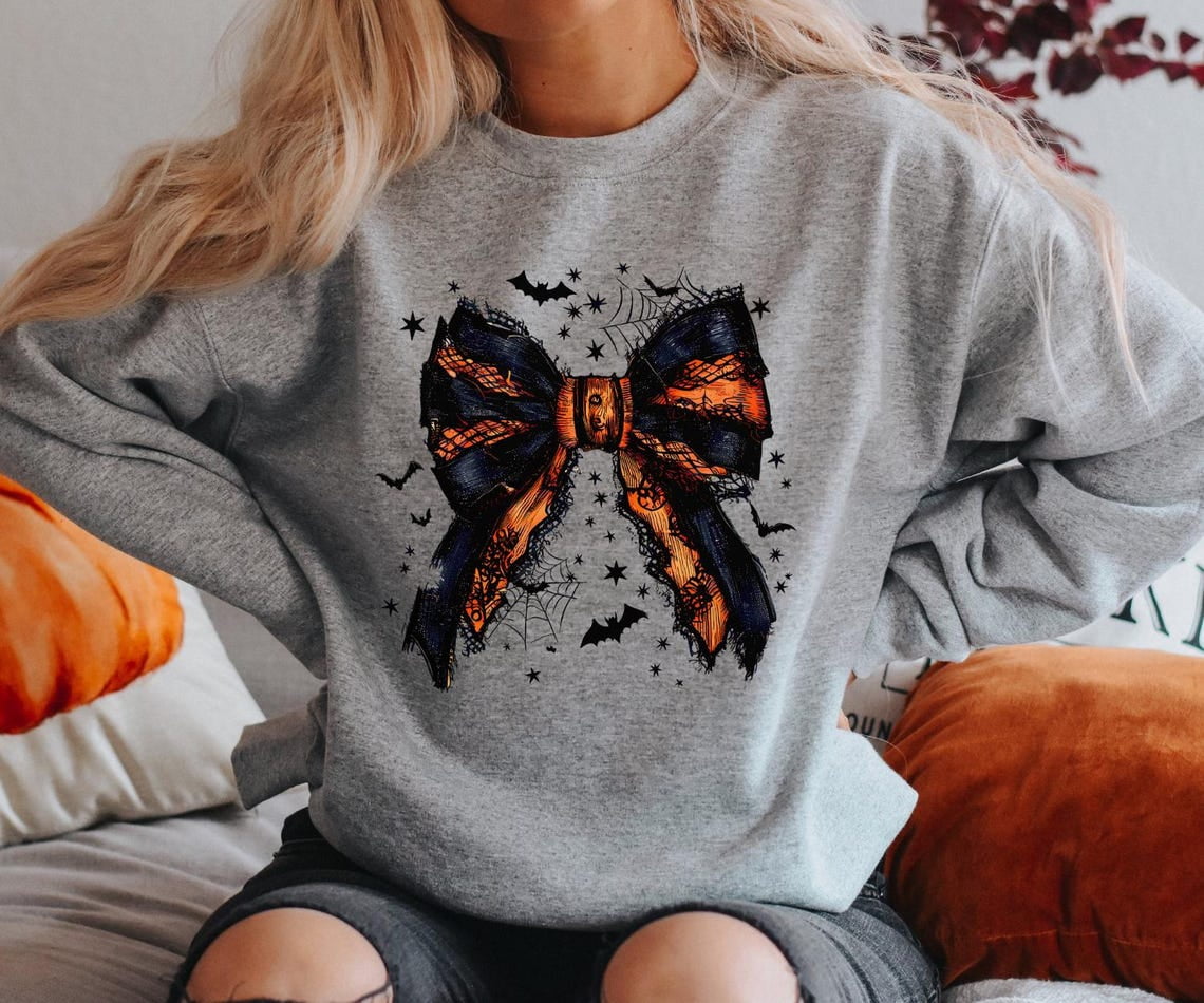 Boo Spooky Coquette Sweatshirt, Witchy Bow Sweater, Preppy Bow Shirt ...