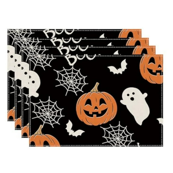 Boo Spooky Ghost Pumpkin Halloween Placemats Set of 4 Table Mats Table ...