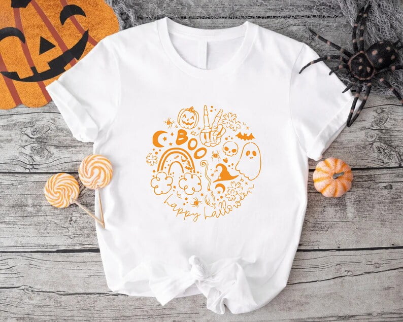 Boo T-Shirt, Pumpkin Tee, Cute Part,Spooky Design Tee, Spooky Season ...