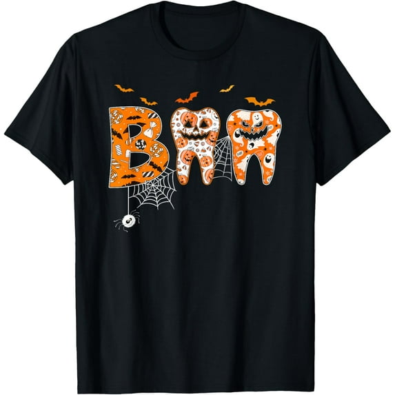 Boo Teeth Pumpkin Dentist Dental Hygienist Halloween Costume T-Shirt ...