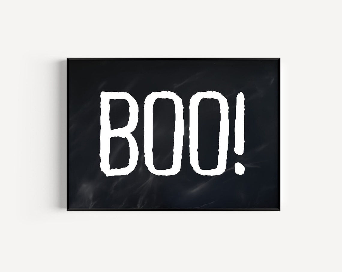 Boo! Wall Art Print, Decor, Spooky Art, Decoration, Spooky Wall Decor ...