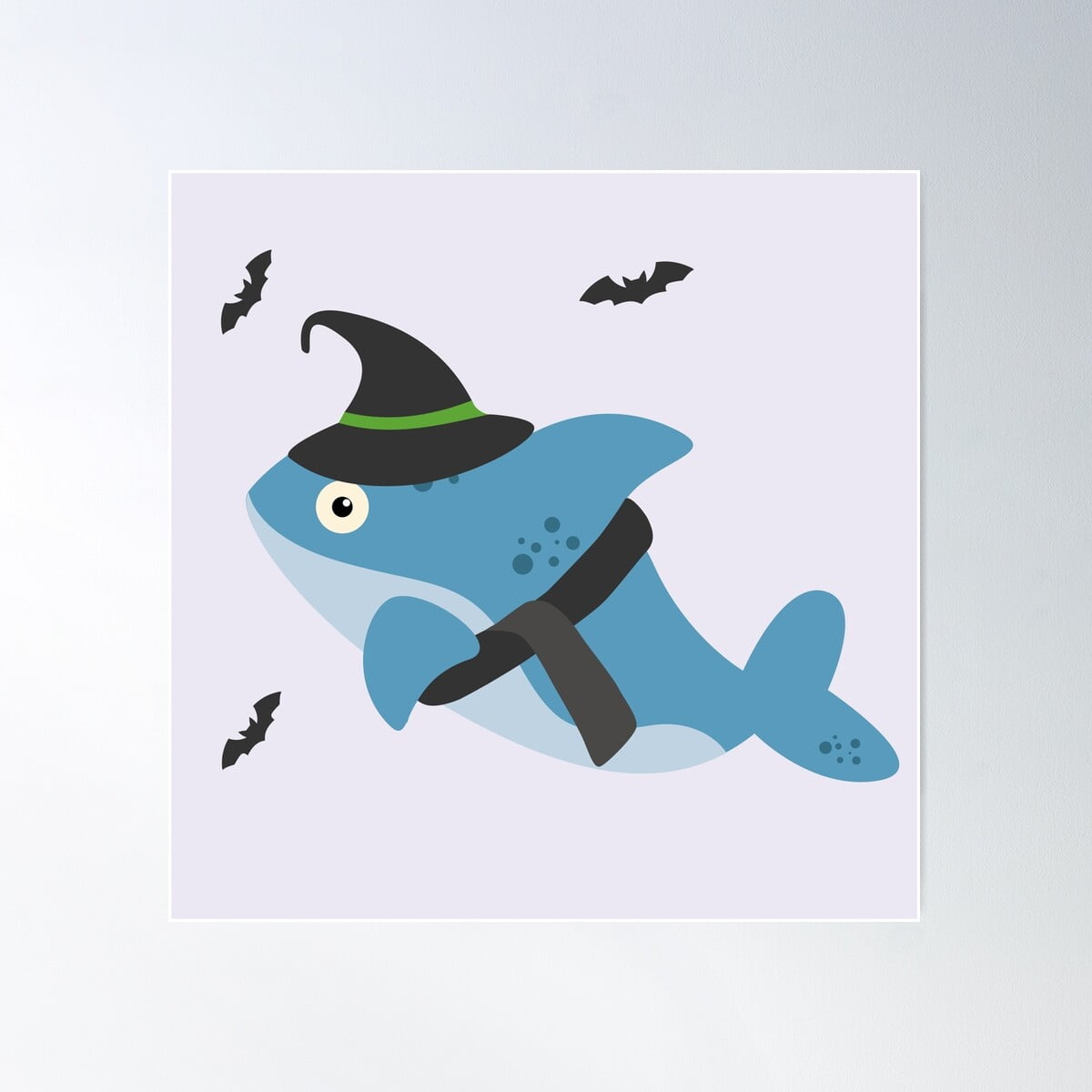 Boo With Dolphin Wearing Magic Hat,Scarf And Bat Poster Wall Art ...