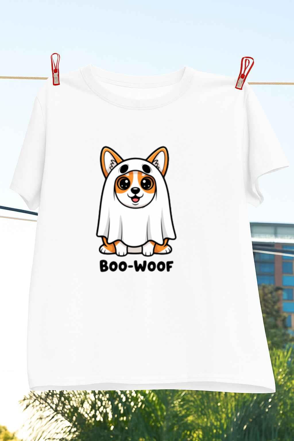 Boo Woof Adorable Ghost Dog Halloween Cute Pun Unisex T-Shirt up to 5XL ...