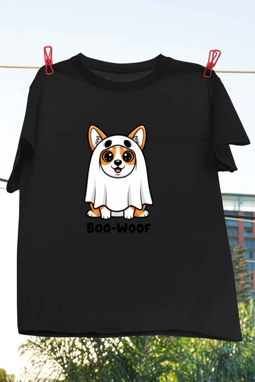 Boo Woof Adorable Ghost Dog Halloween Cute Pun Unisex T-Shirt up to 5XL ...