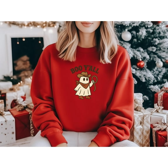 Boo Y All Ghost Cowboy Halloween Retro Western Creepy Themed Graphic ...