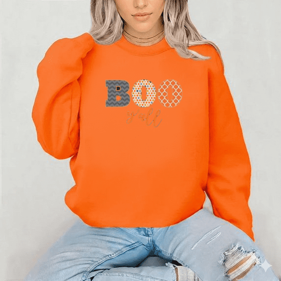 Boo Yall Plaid Letter Pattern Rustic Fall Country Farm Style Sweatshirt ...
