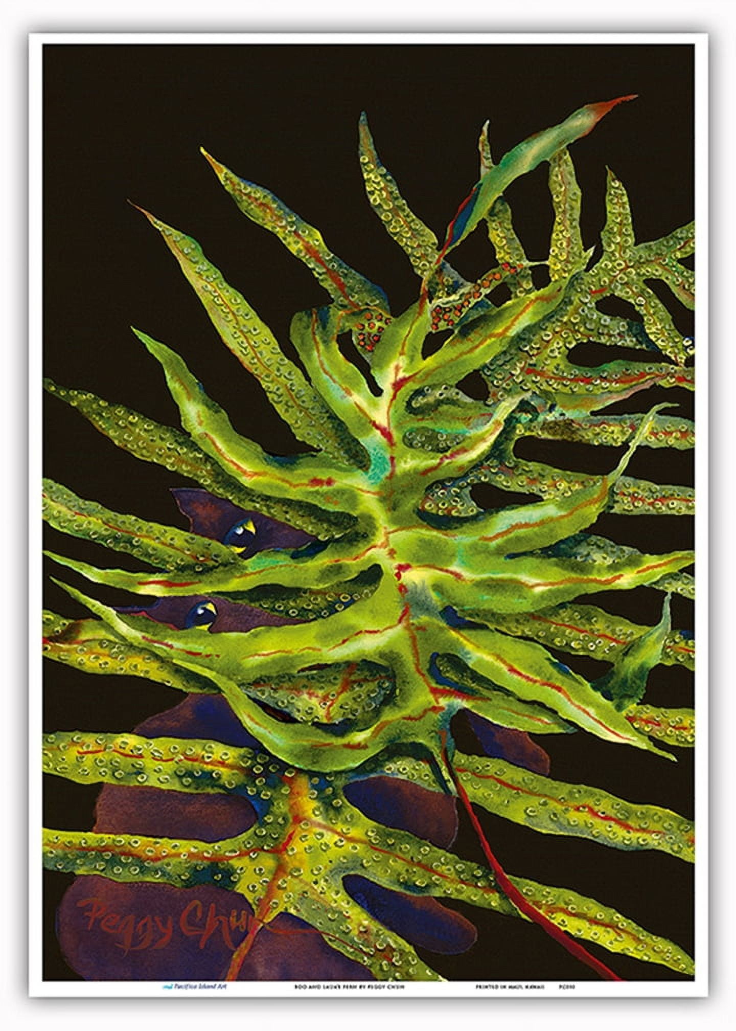 Boo and Laua’e Fern - Hawaiian Black Cat (ʻeleʻele popoki) - From an Original Hawaii Watercolor ...