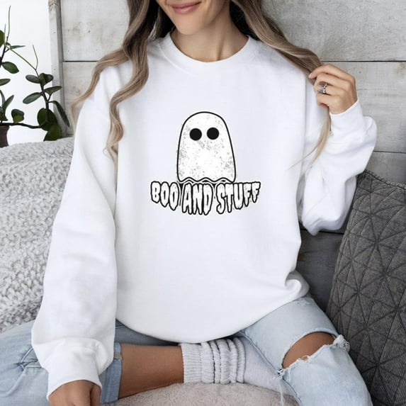 Boo and Stuff Funny Simple Minimalist Halloween Ghost Costume Themed ...