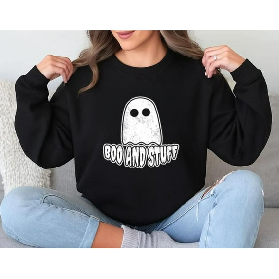 Boo and Stuff Funny Simple Minimalist Halloween Ghost Costume Themed ...