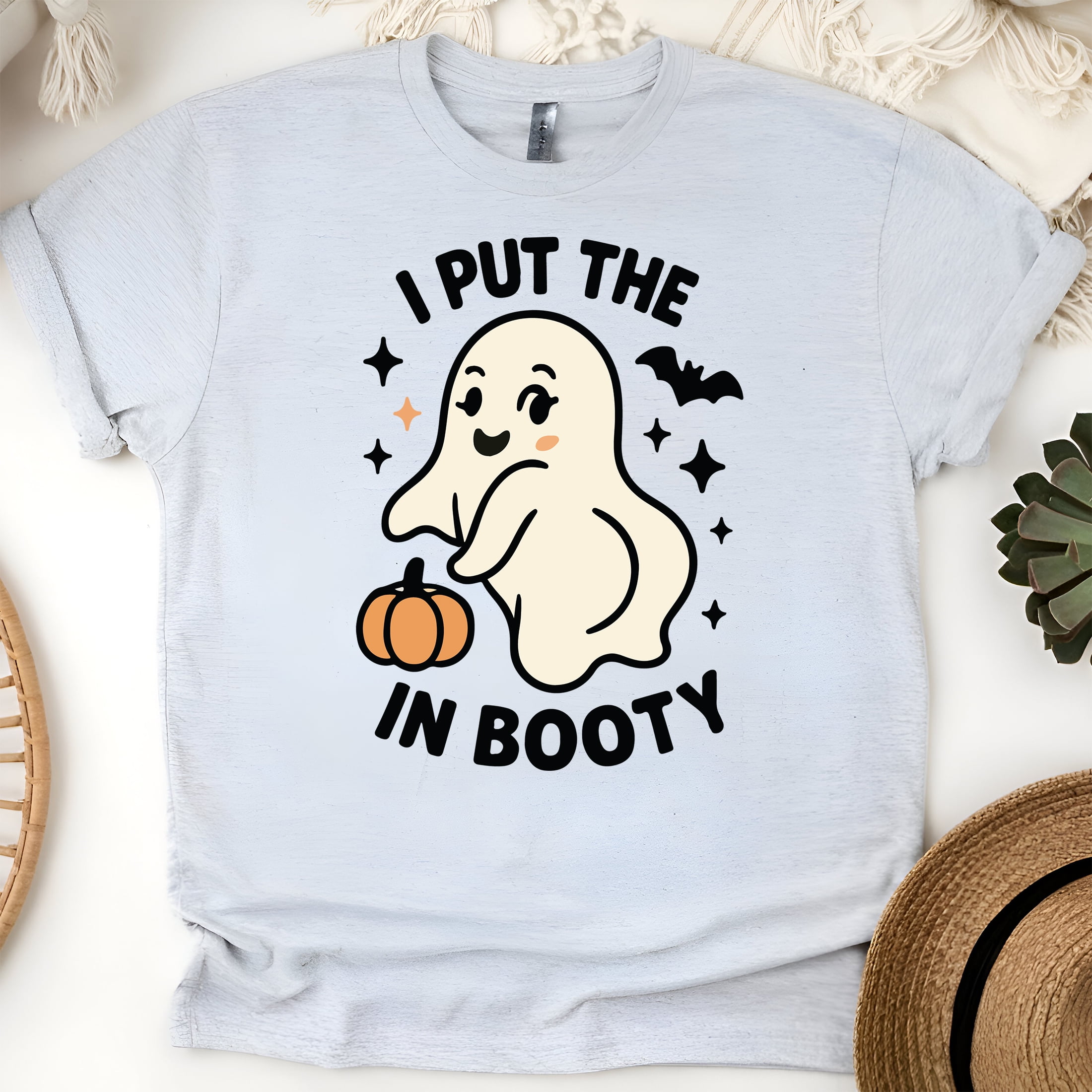 Boo in Booty Cute Ghost T-Shirt | Funny Unisex Spooky Outfit, Ash, Size ...