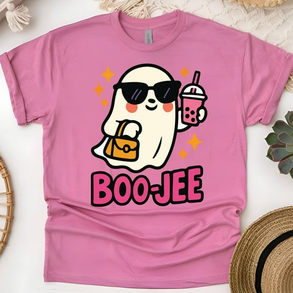 Boo-jee Graphic Tee Funny Ghost with Bubble Tea and Purse Shirt, Heliconia, Size 3XL - Walmart.com