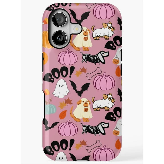 Boo-tiful Canine Cute Halloween Festive Design Case for iPhone 16 15 14 ...