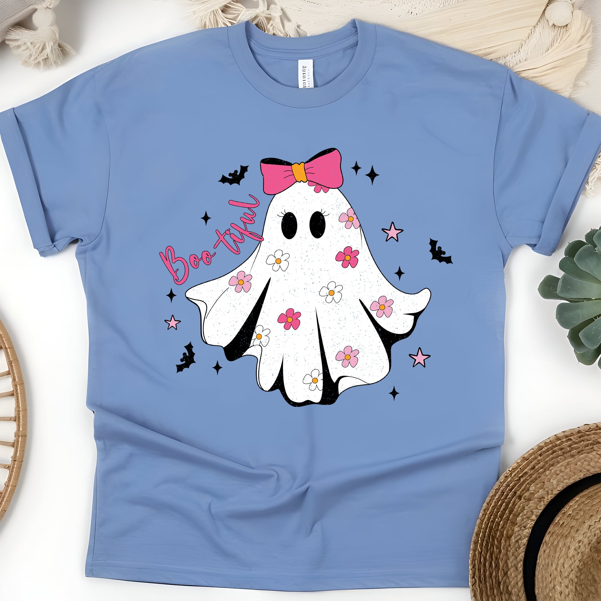 Boo-tiful Ghost T-Shirt | Cute Pink Floral Halloween Graphic Tee ...