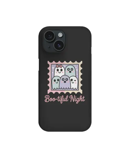 Boo-tiful Night Cute Ghost Stamp Phone Case for iPhone 16 15 14 13 12 ...
