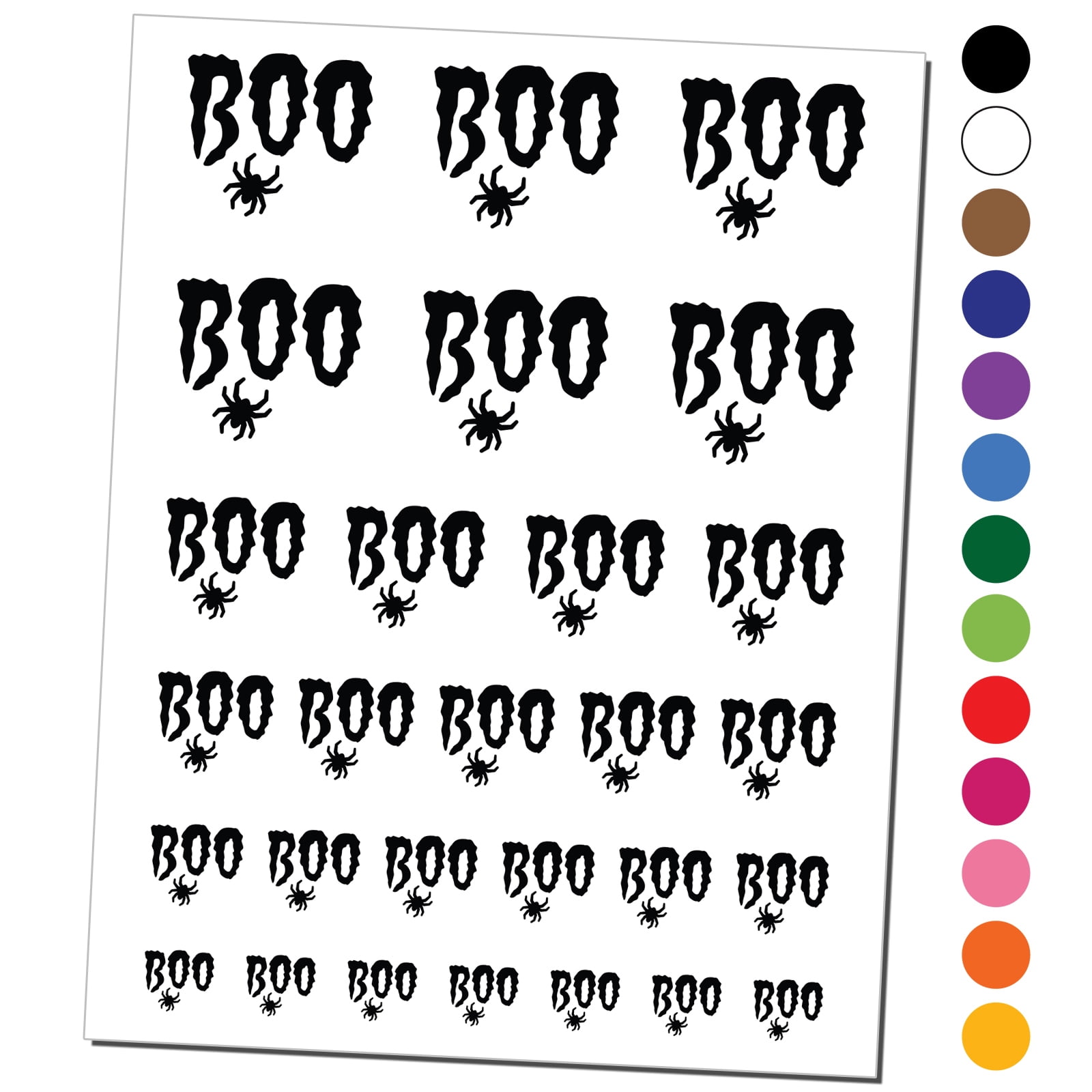 Boo with Spider Halloween Water Resistant Temporary Tattoo Set Fake ...