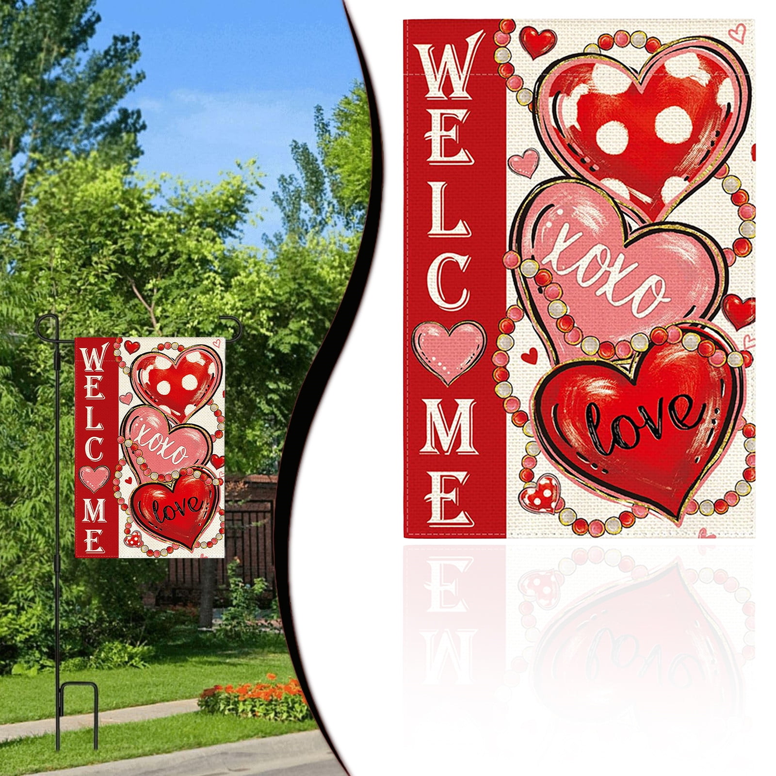 BooBubble 12"x16" Valentines Day Garden Flag, Valentine Decorations ...