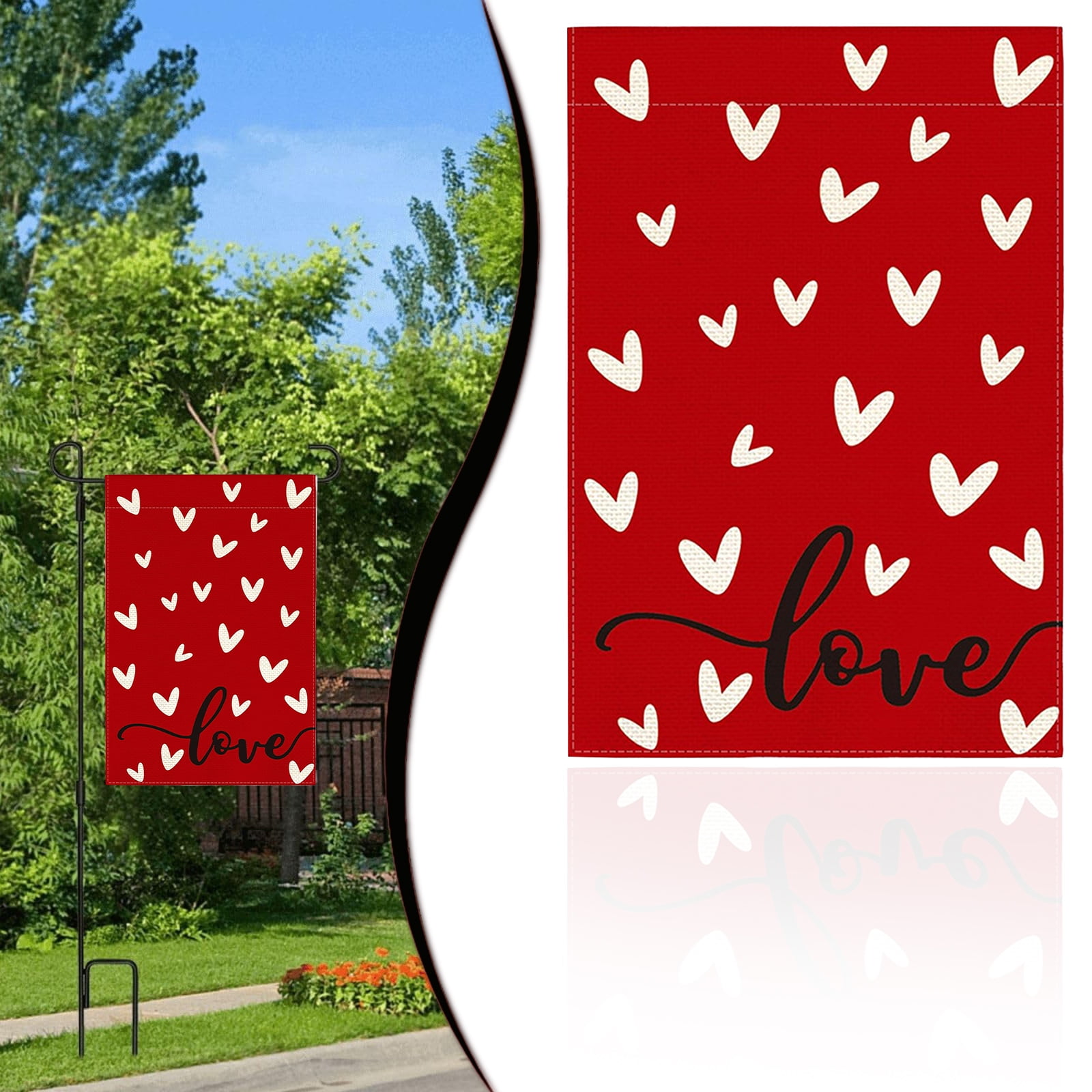 BooBubble 12"x16" Valentines Day Garden Flag, Valentine Decorations ...