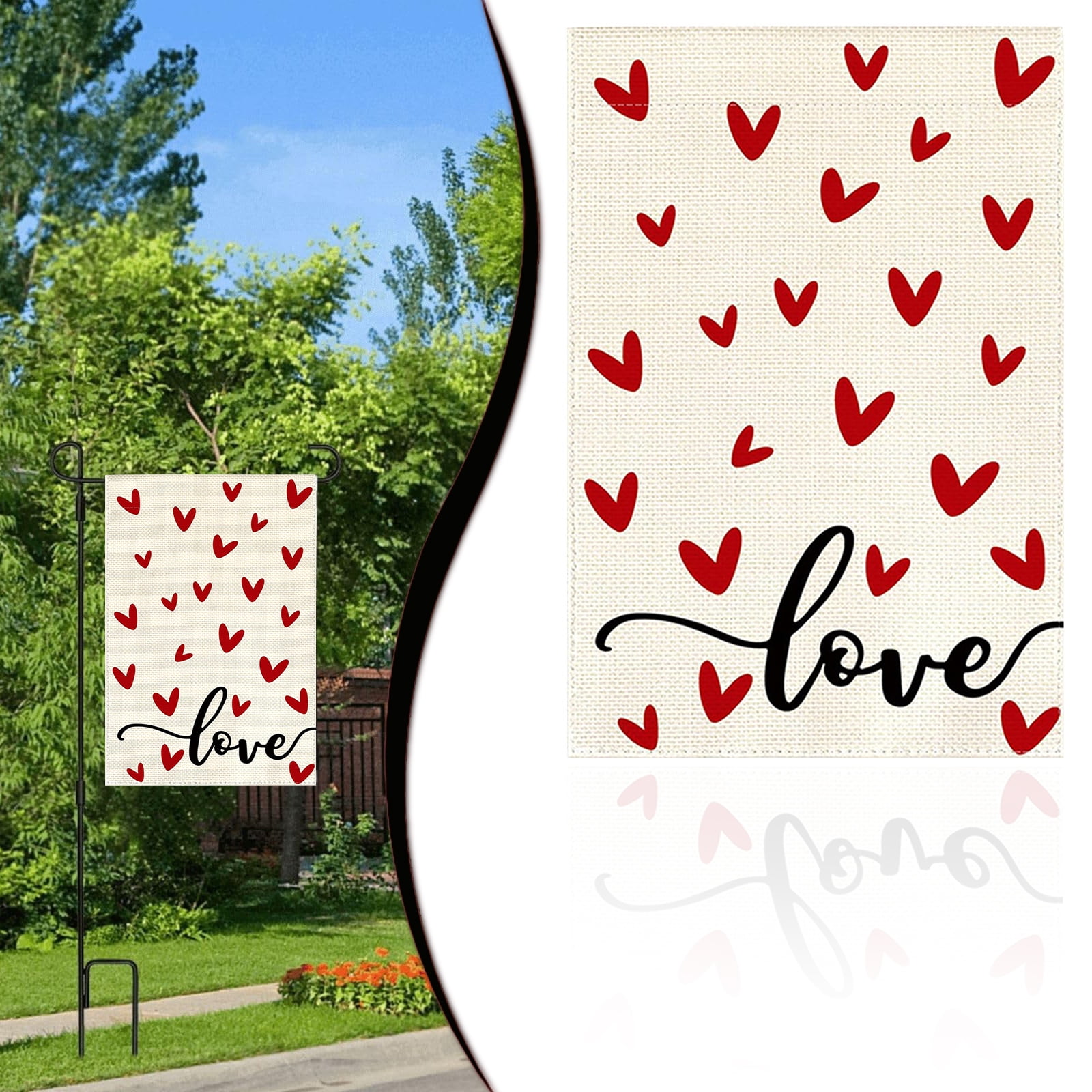 BooBubble 12"x16" Valentines Day Garden Flag, Valentine Decorations ...
