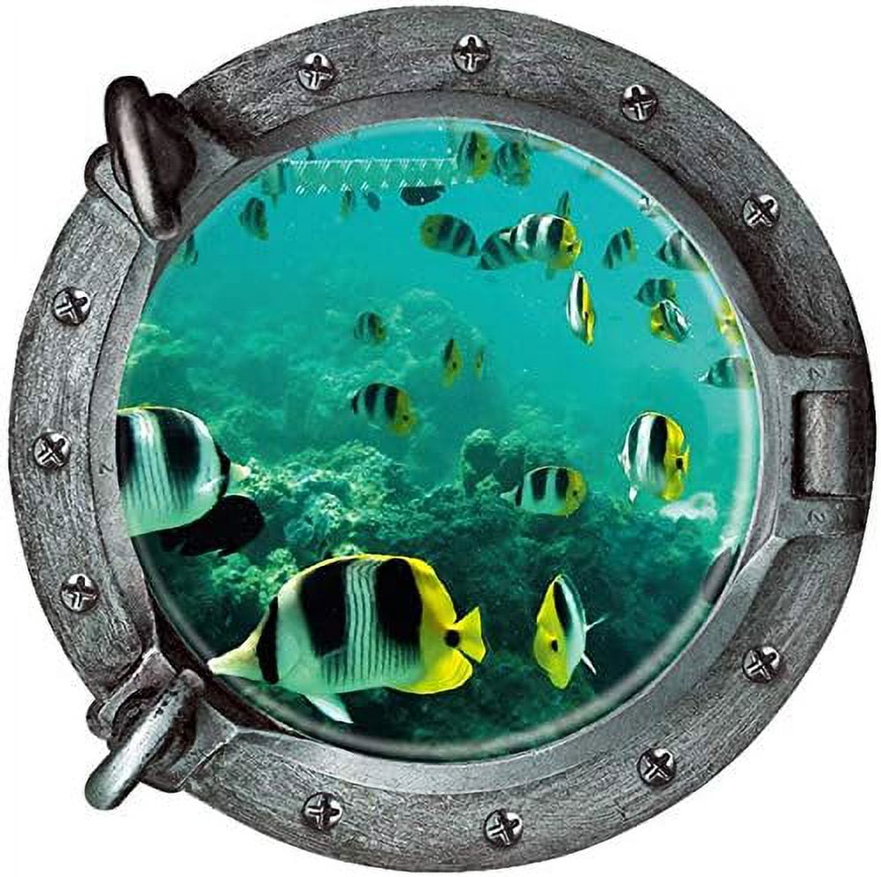 BooDecal 3D Porthole View Undersea Tropical Fishes Waterproof Peel and ...