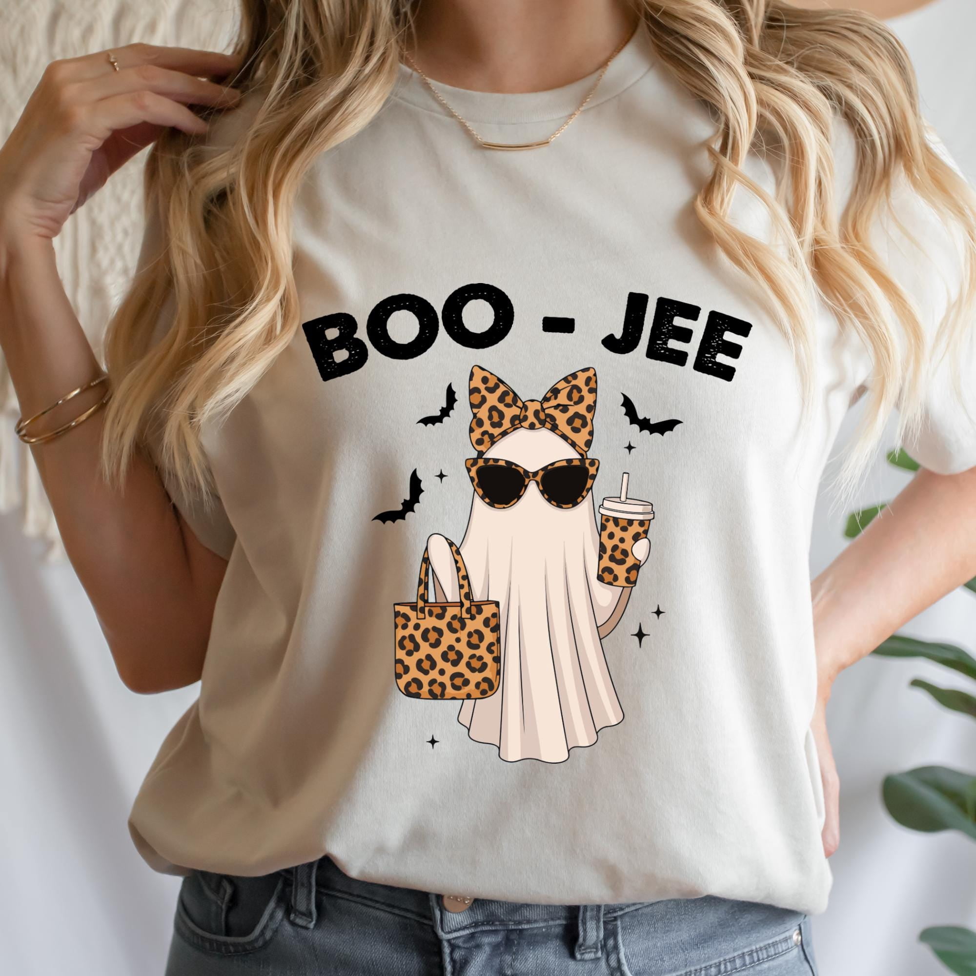 BooJee Ghost Shirt Leopard Ghost Tee Ghost Coffee Shirt Funny Fall ...