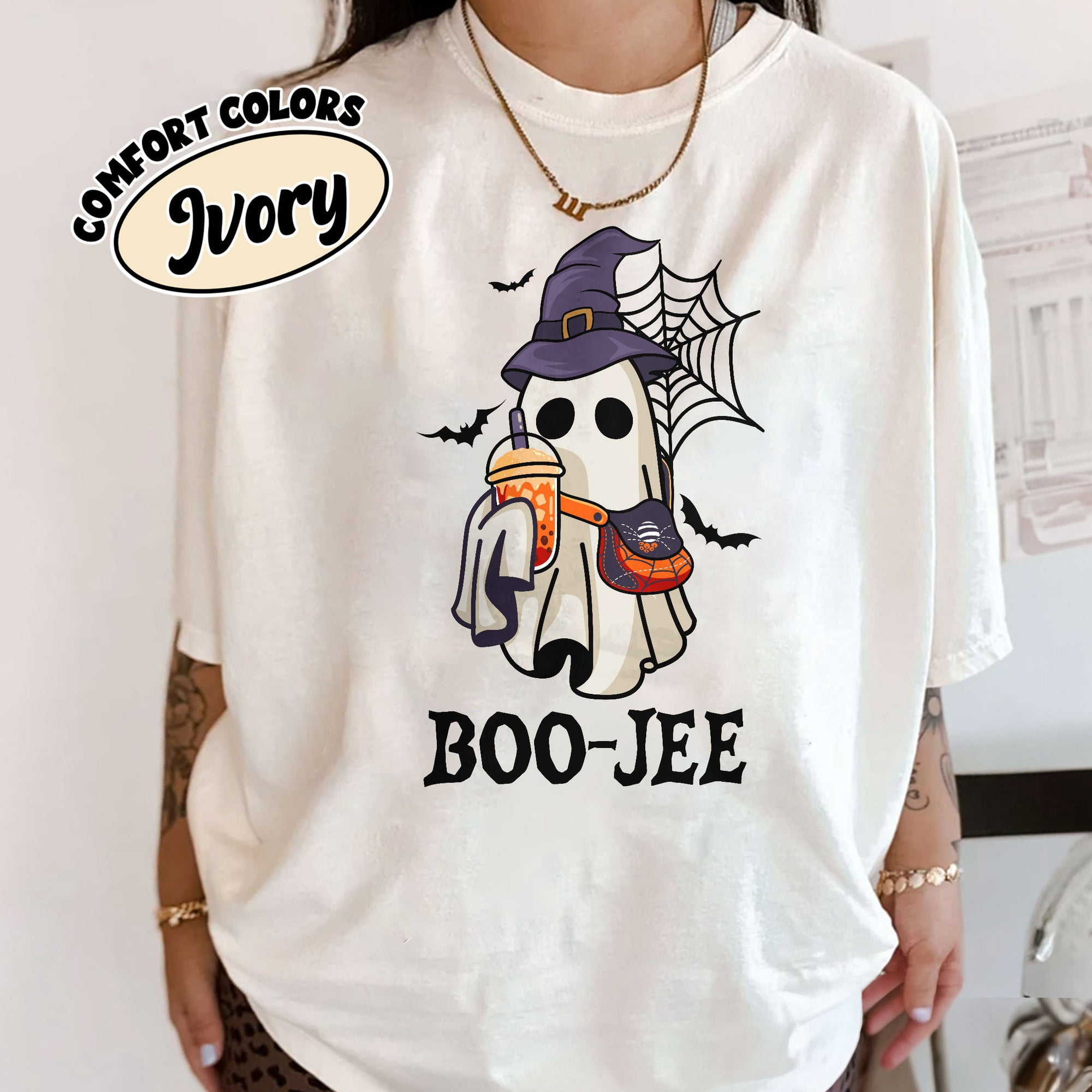 BooJee Shirt Boo Ba Shirt Cute Spooky Coffee Shirt Ghost With Coffee ...