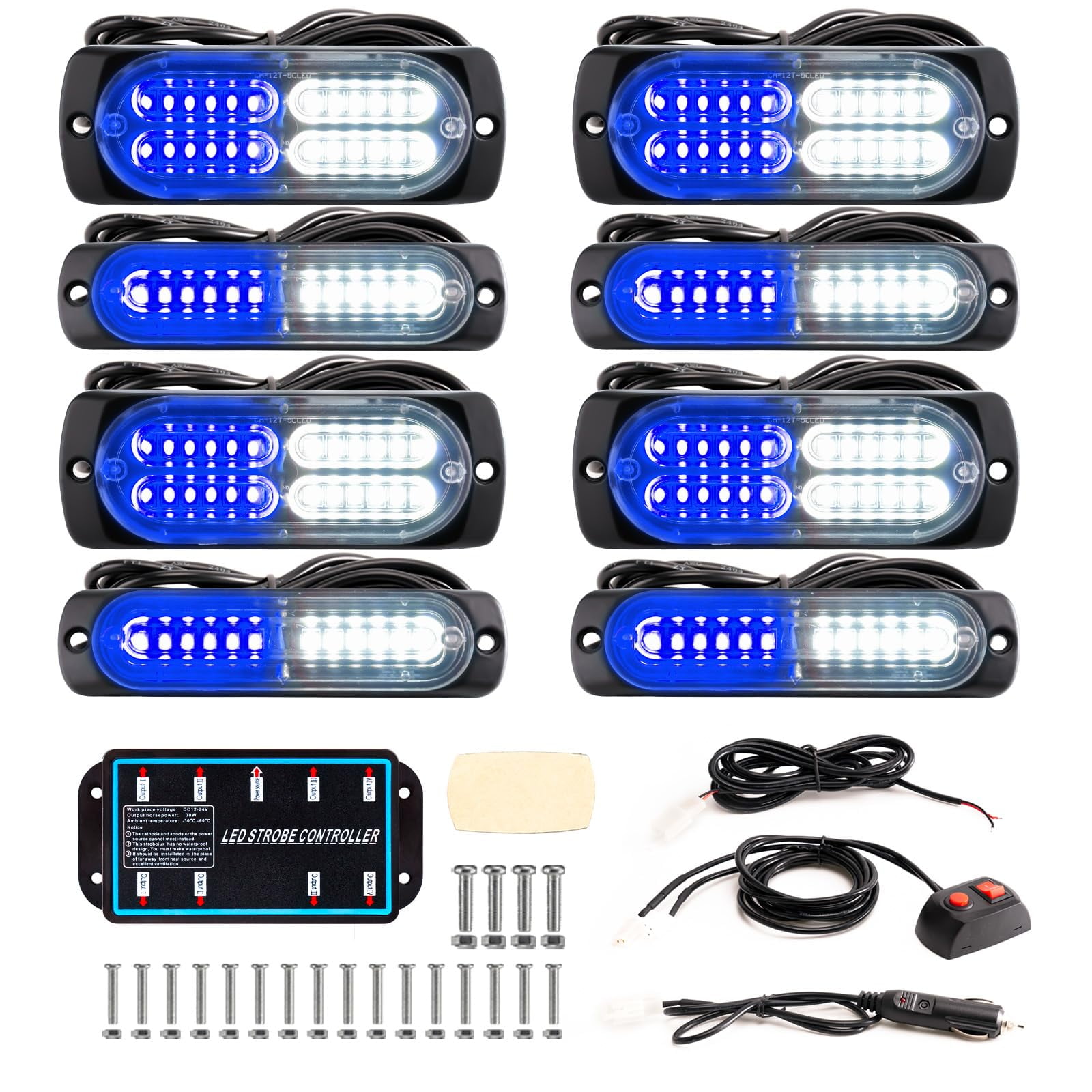 Strobe Lights BooYu Red/White LED Surface Mount Emergency Strobe ...