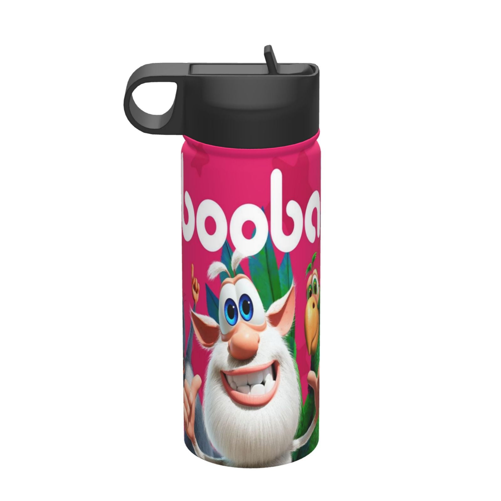 Booba Kids Insulated Water Bottle With Straw - 18 Oz Stainless Steel Double Wall Vacuum Cup ...