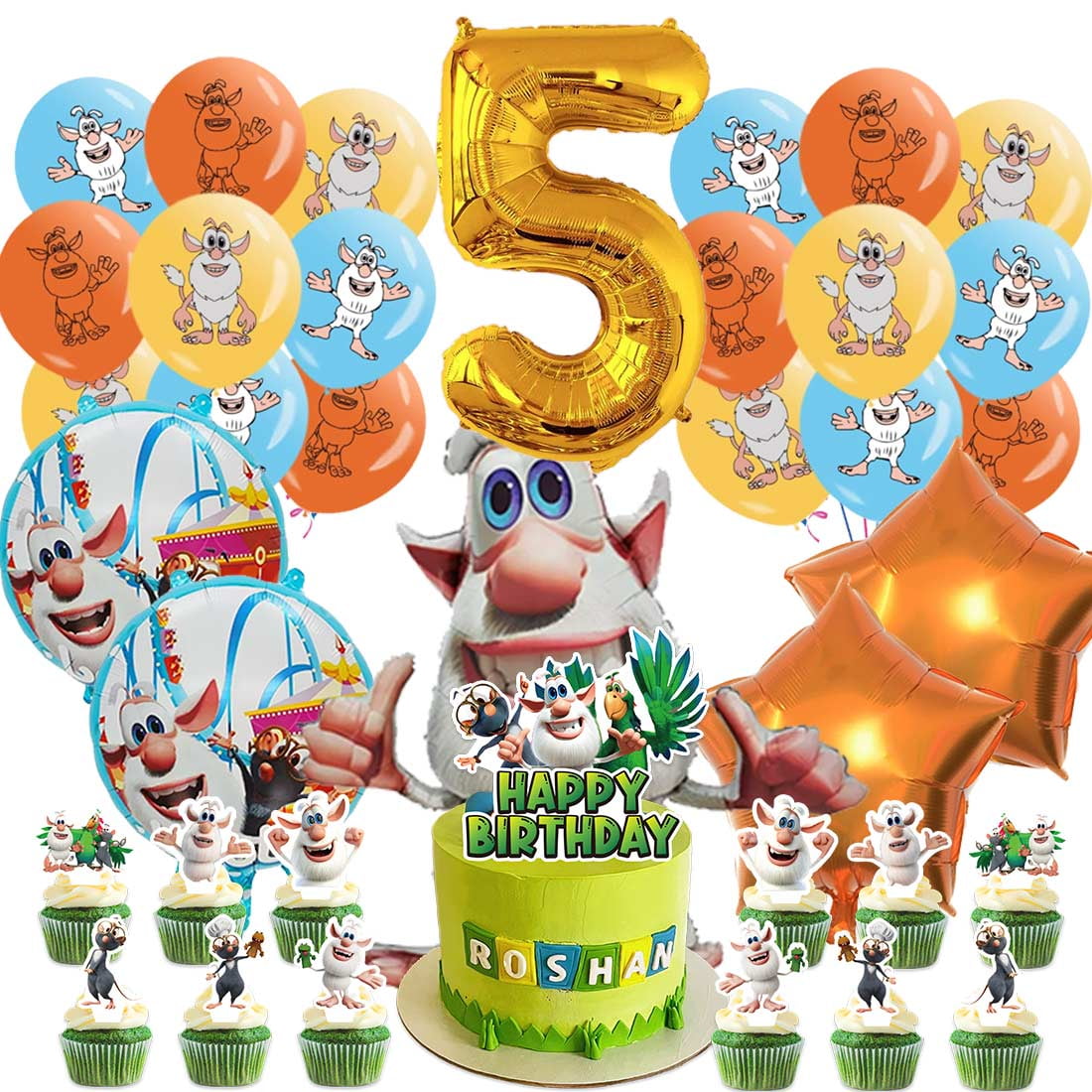 Booba Party Supplies 5th Decor Kit Balloons Birthday Cake Topper ...