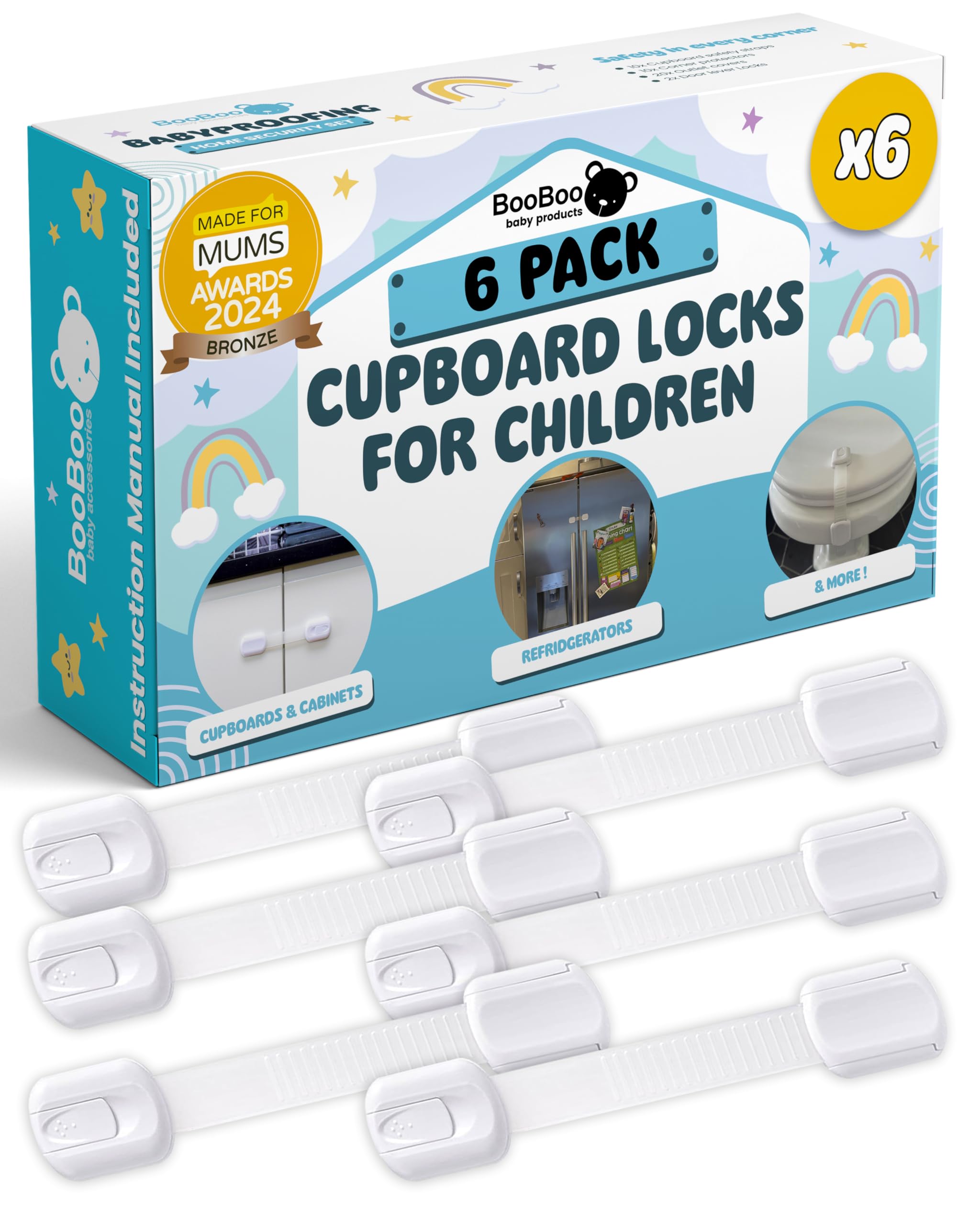 Booboo® (6 Pack) Premium Child Safety Cupboard Door Strap Locks | Baby ...