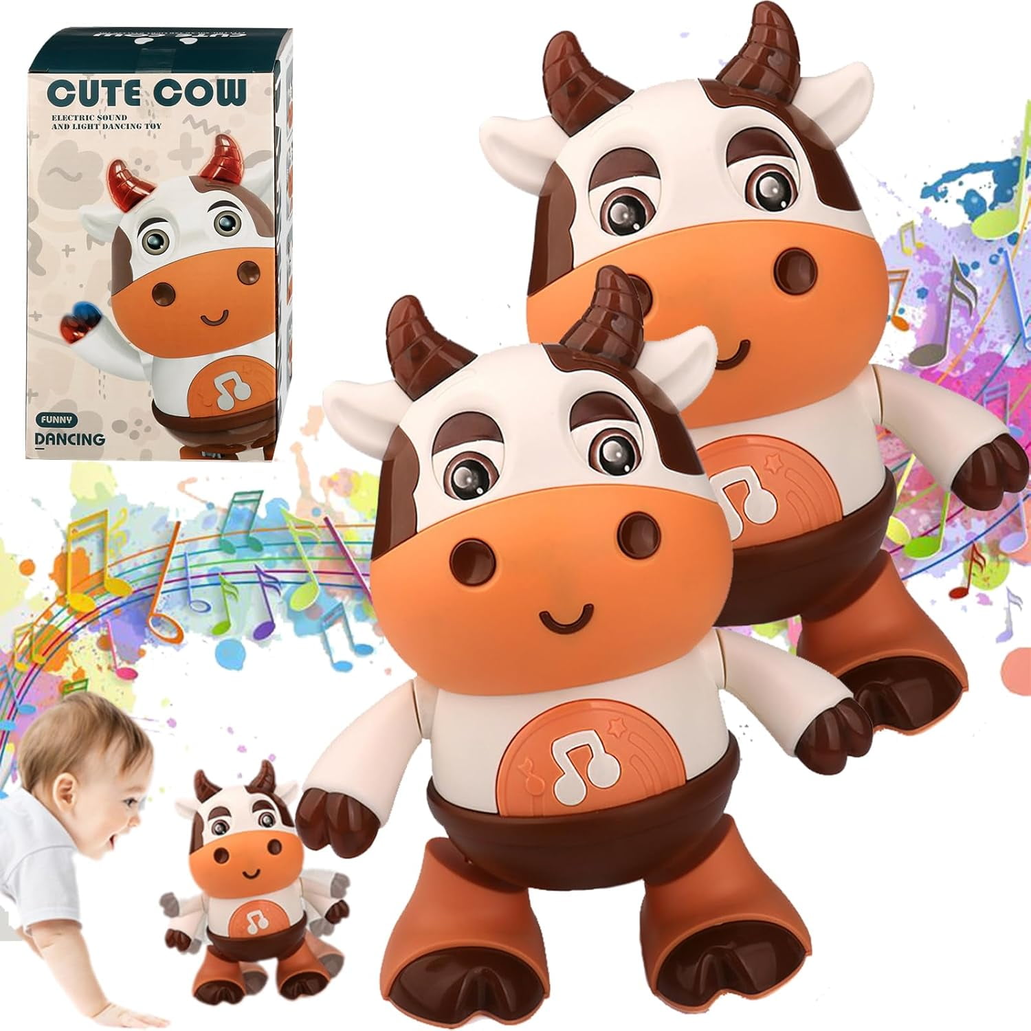 Boogie Cow Light Up Dancing Cow, Cute Baby Cow Musical Toys, 2024 New ...